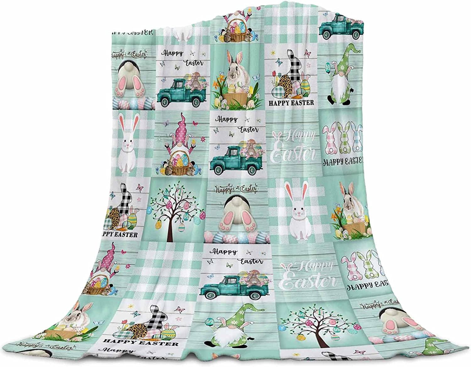 Easter Rabbits Blanket Super Soft Flannel Fleece Easter Element Cute ...