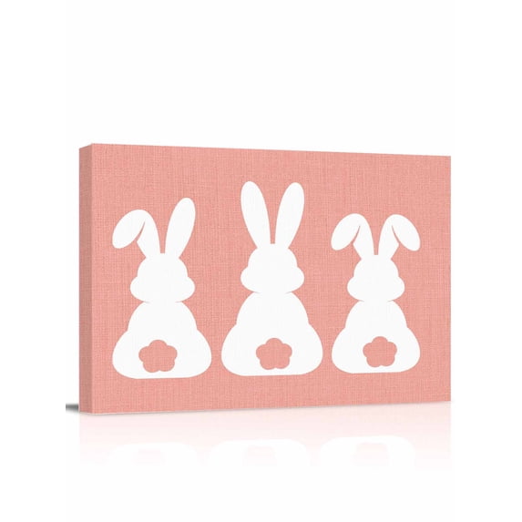 Easter Rabbits Canvas Print Wall Art Simple Abstract White Bunny ...