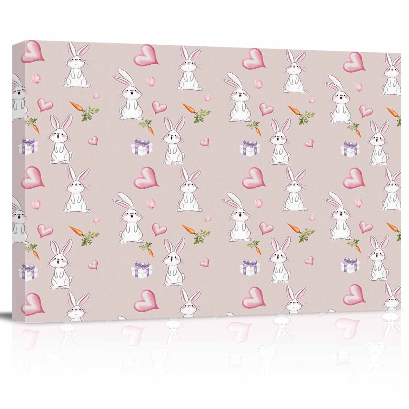 Easter Rabbits Canvas Print Wall Art Spring Bunny Carrots Love Gift ...