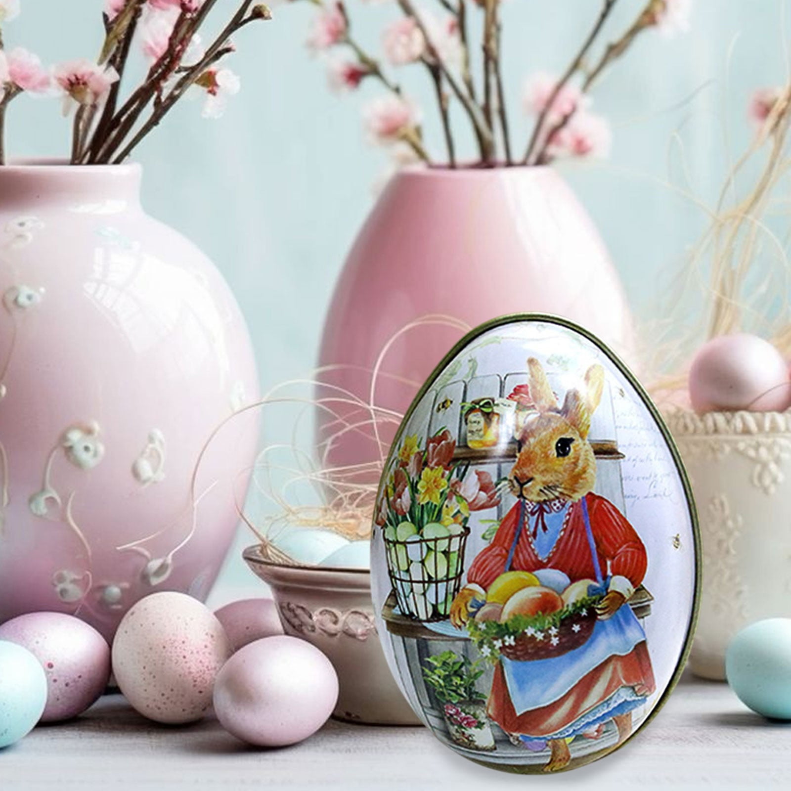 Easter Rabbits Iron Box Easter Eggs Iron Box Jewelry Box Candy Box ...