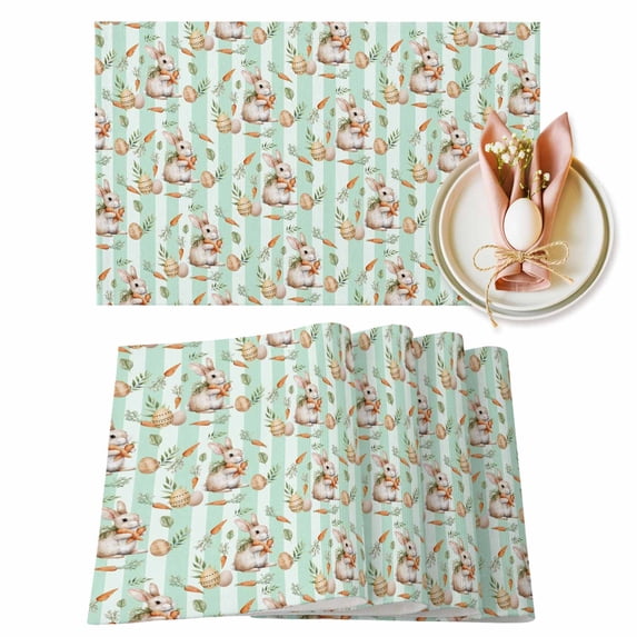Easter Rabbits Placemats Set of 4, Spring Country Carrots Eggs Bunny ...