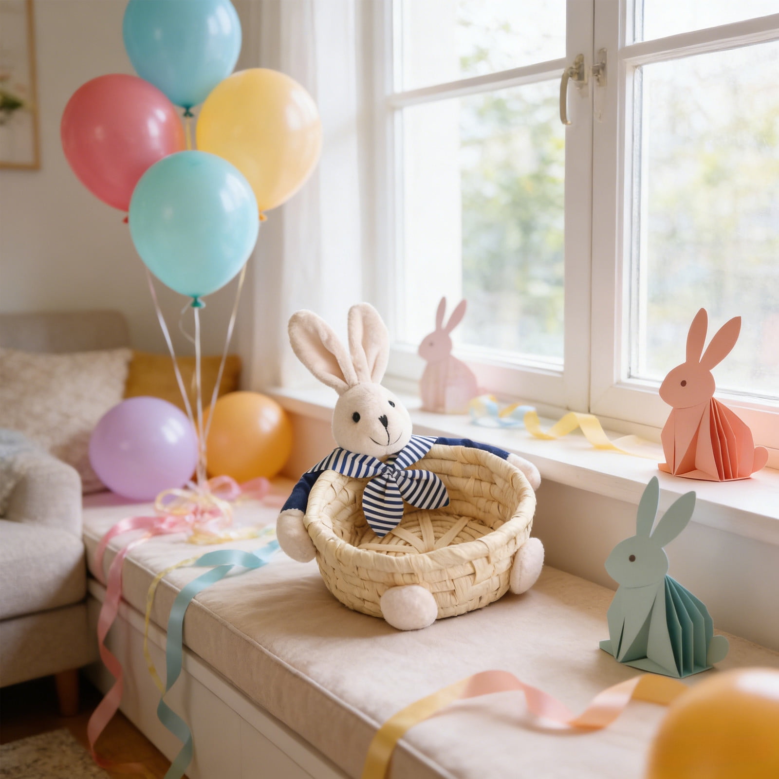 Easter Rabbits Shaped Easter Egg Basket Woven Storage,Home Decoration ...