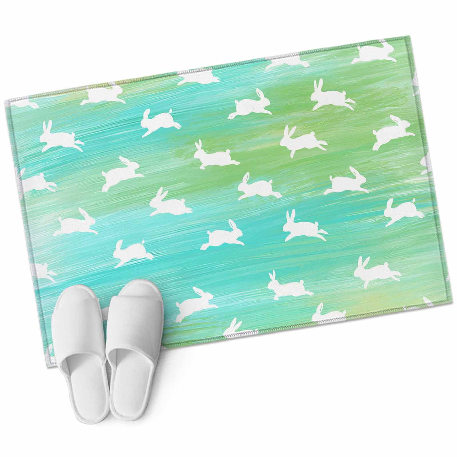 Easter Rabbits Washable Area Rug 2 x 3 ft Abstract White Bunny Gradient ...