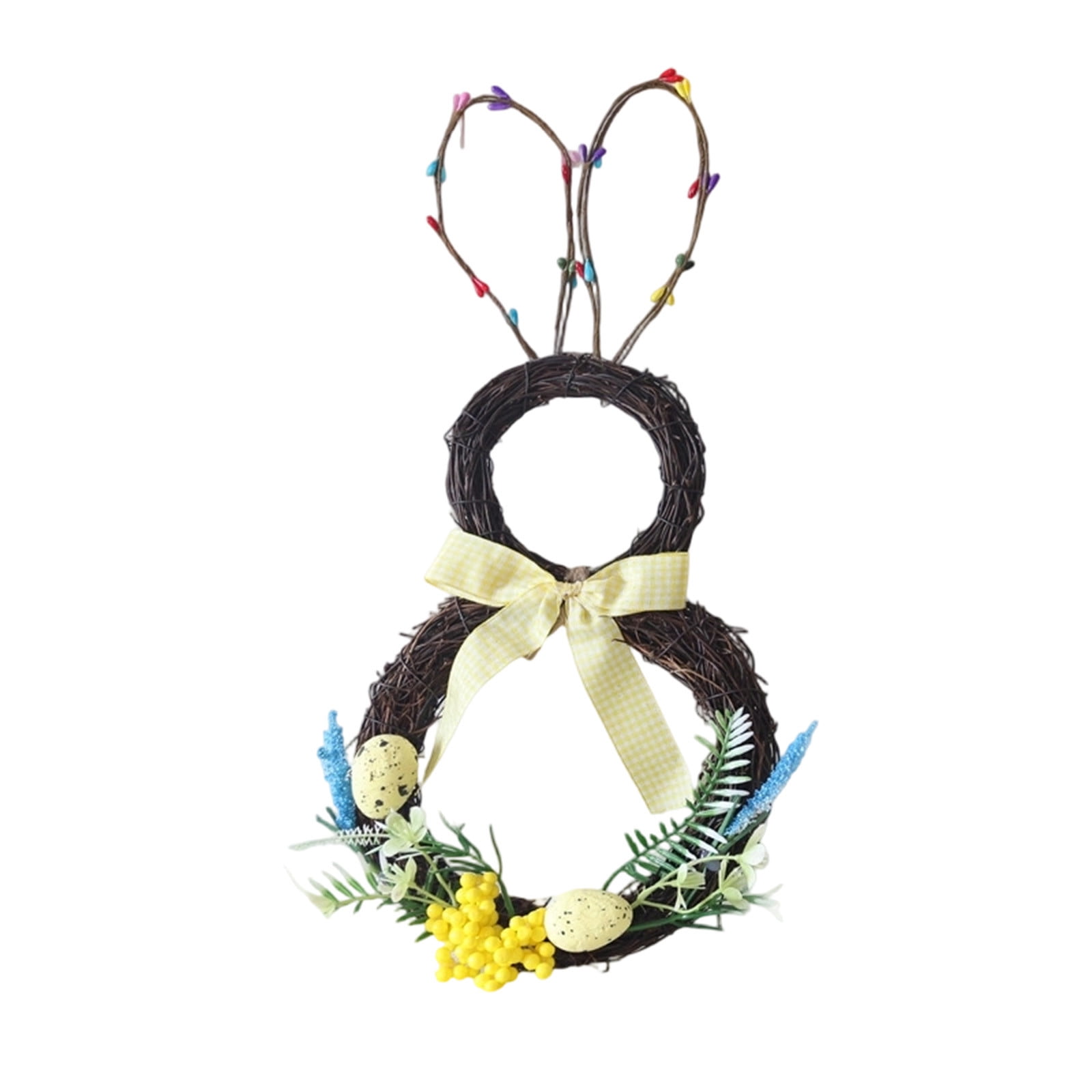 Easter Rattan Wreath – Small Bunny Shape Wreath with Pink Green ...
