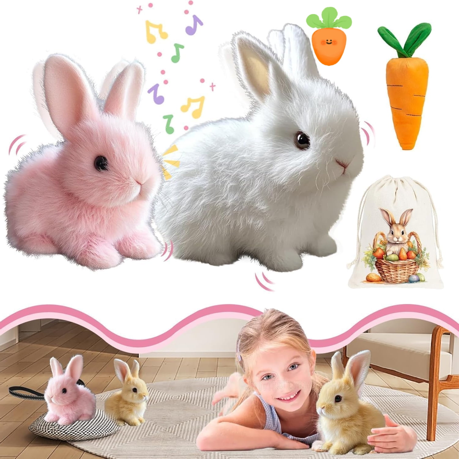 Easter My Realistic Bunny Toy, Interactive Bunny Realistic Bunny - Jumping, Twitching, and ...