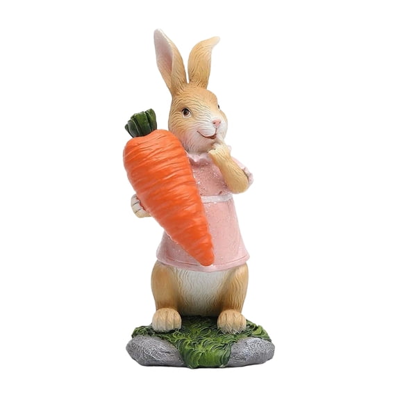 Easter Resin Bunny Figurine Set with Carrot and Decorative Egg, Cute ...