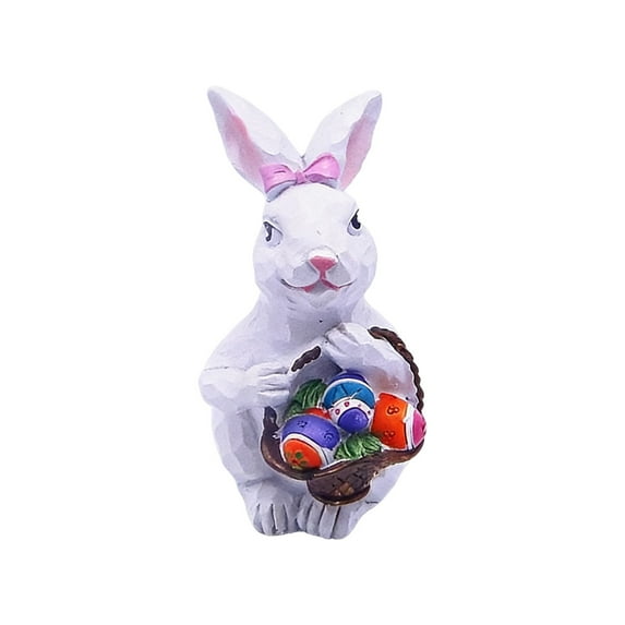 Easter Resin Bunny Figurine - Whimsical Garden Decor For Outdoor ...