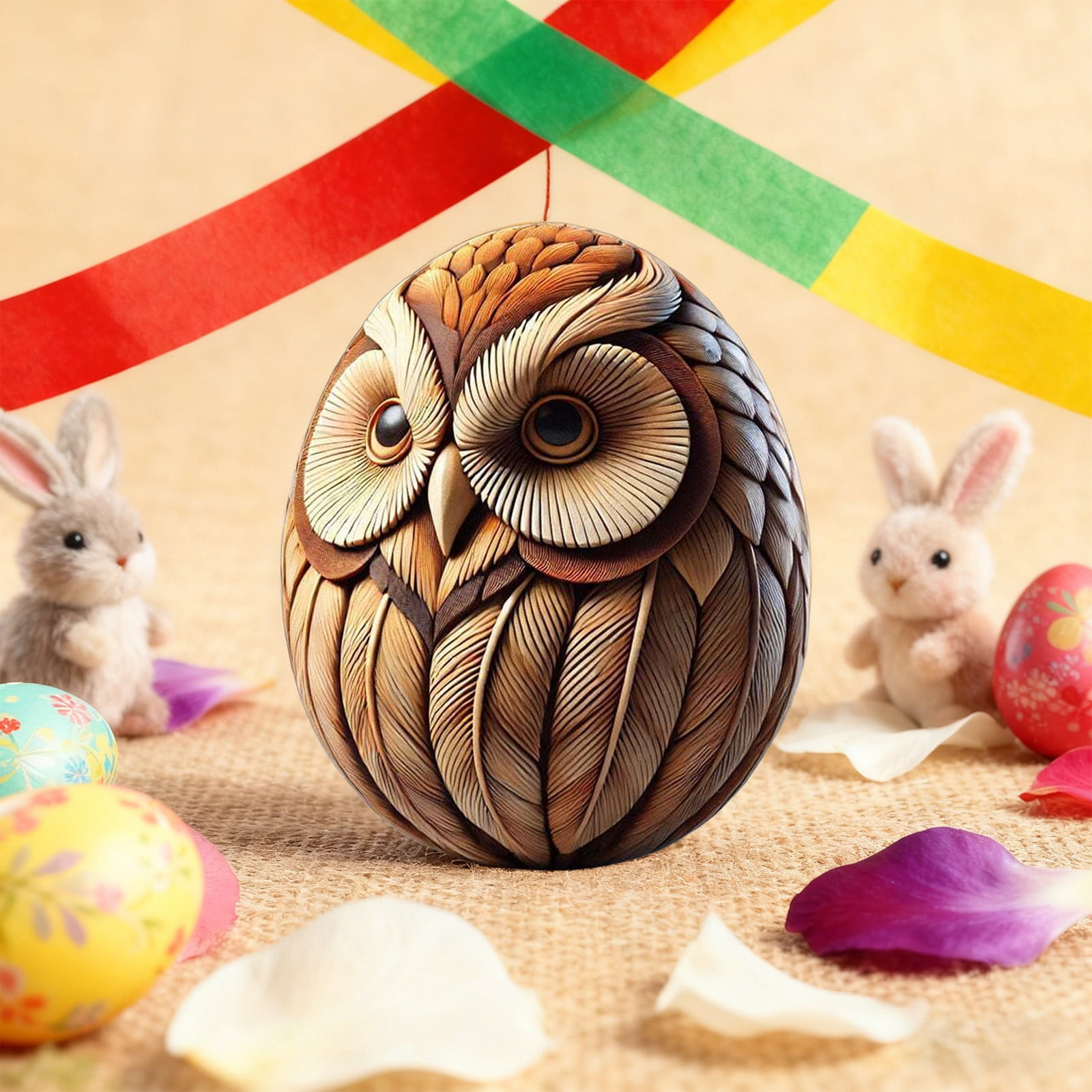 Easter Resin Carved Egg Animal Design Spring Home Decor Tabletop ...