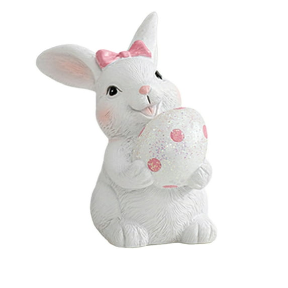 Easter Resin Ornament - Cute Bunny Embracing Egg Figurine, Home Decor ...