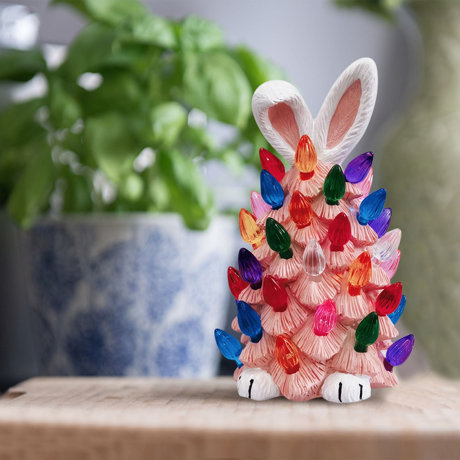 Easter Resin Tree, Light-Up Bunny Easter Decorations,Pink Bunny Tree ...