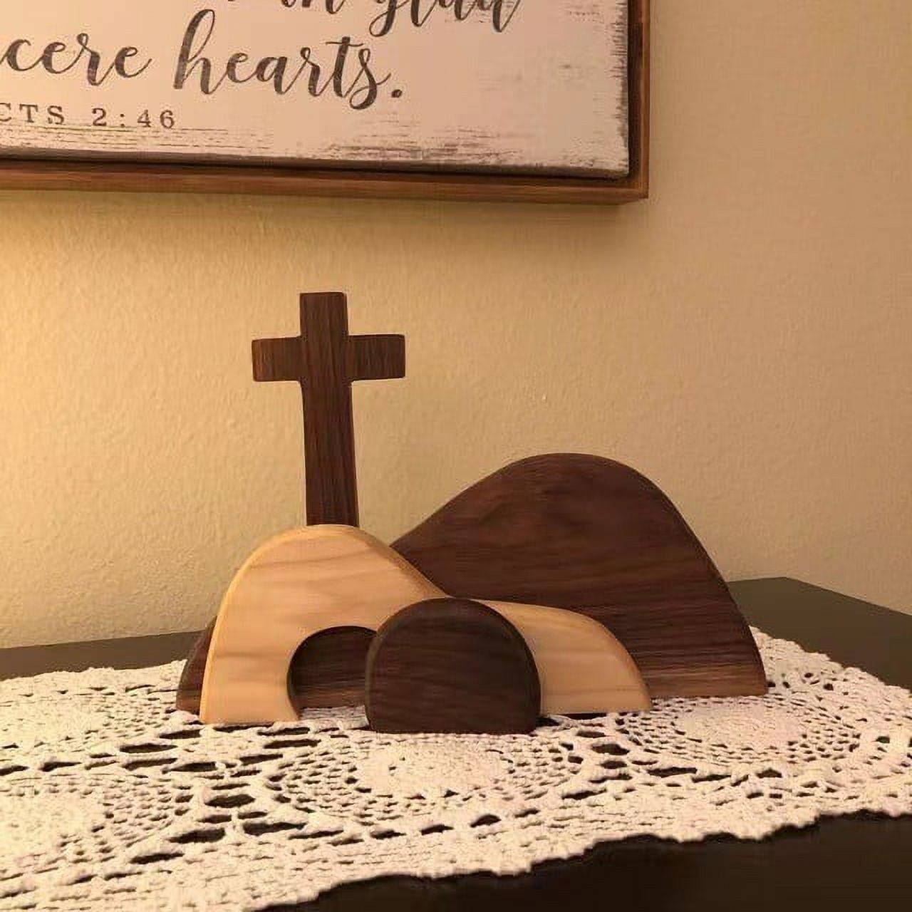 Easter Resurrection Scene Set,4PCS Easter Scene Wooden Decoration ...