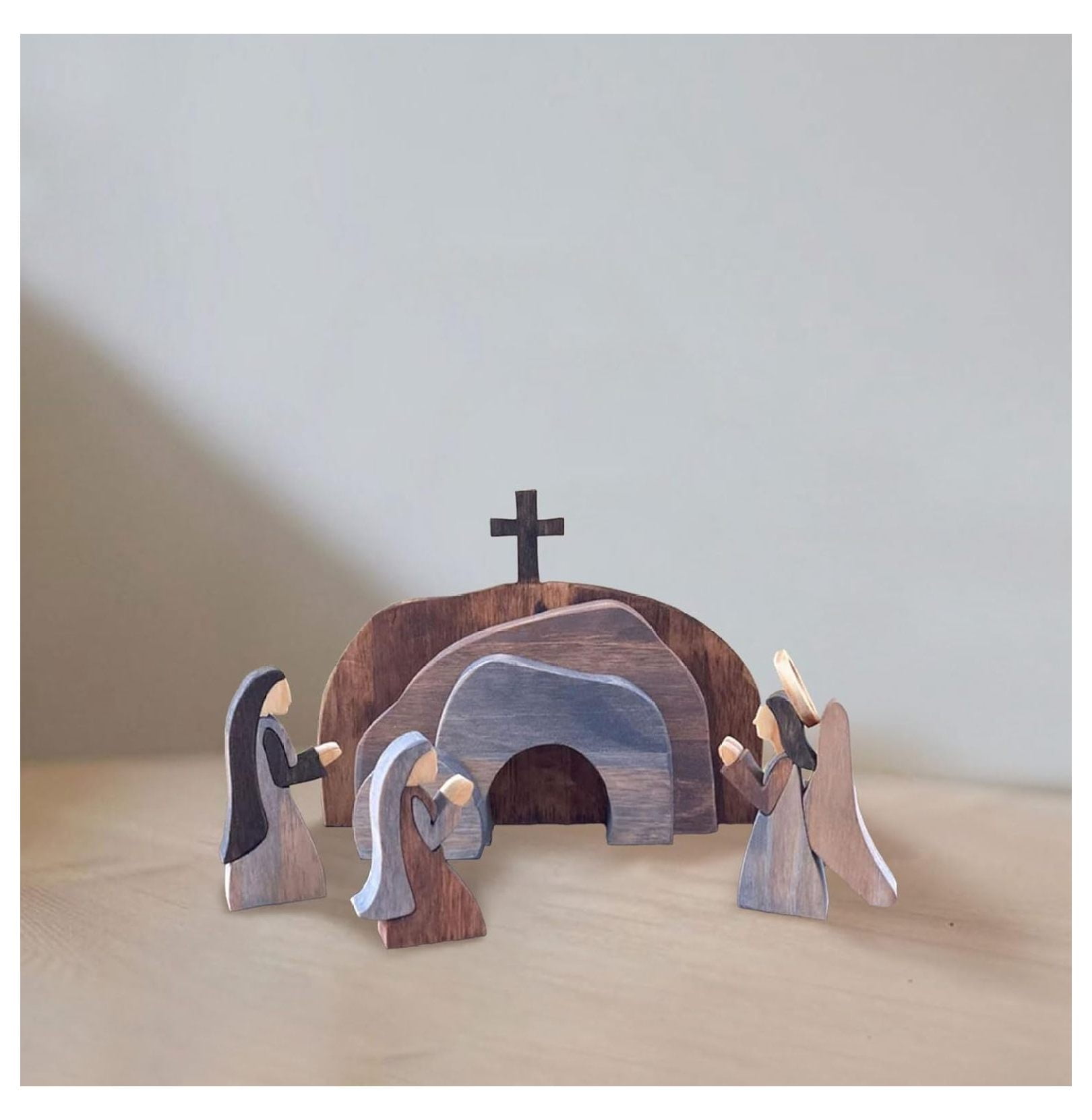 Easter Resurrection Scene Set Wooden Decoration,Wooden Empty Tomb Cross ...