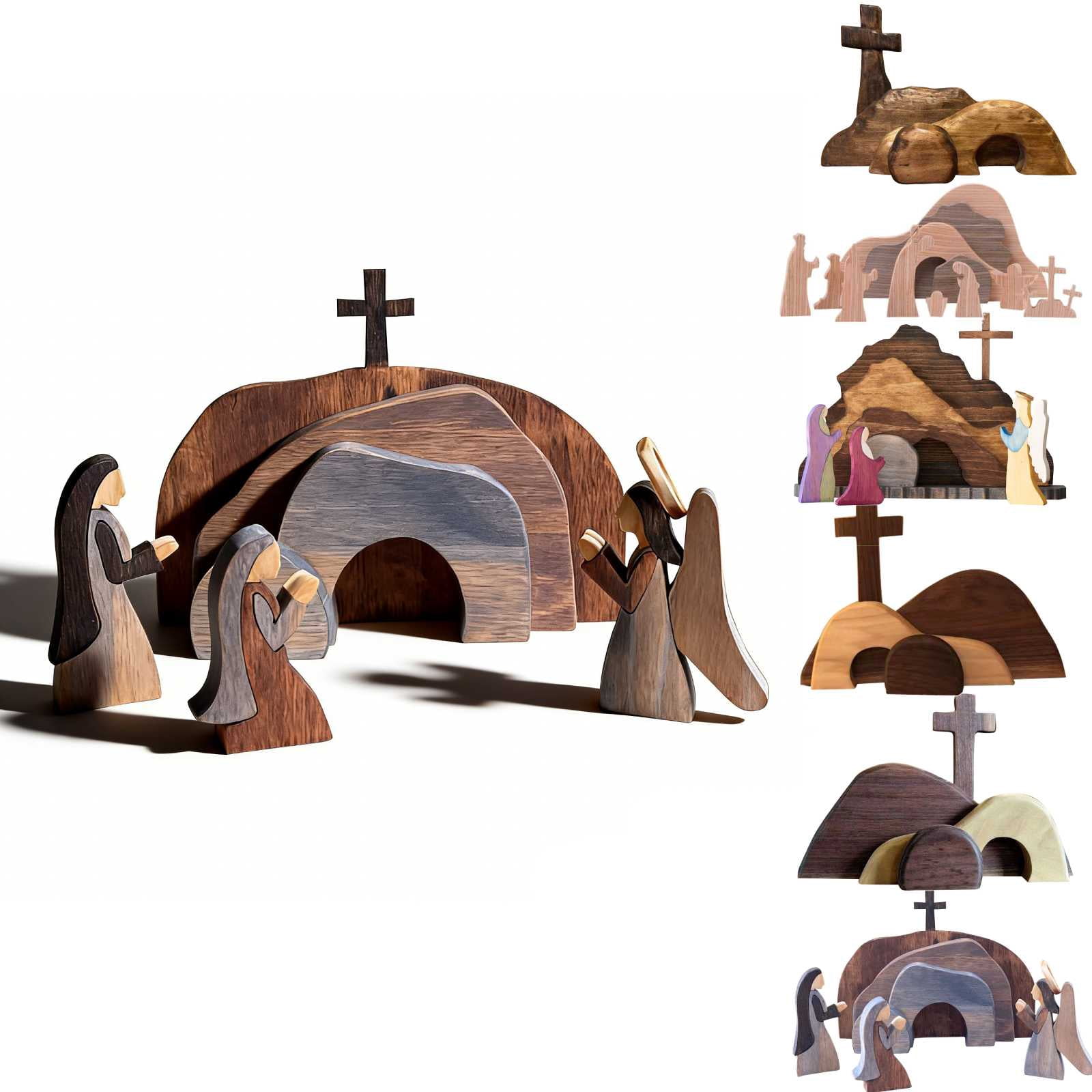 Easter Resurrection Scene Set Wooden Decoration,Wooden Empty Tomb Cross ...