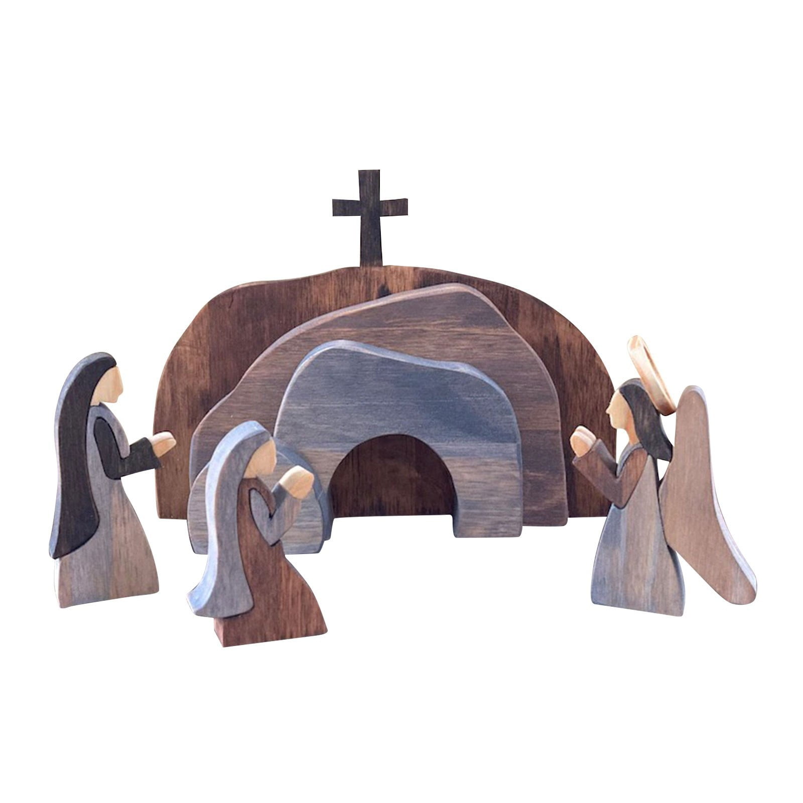 Easter Resurrection Scene Set,Wooden Empty Tomb Cross Figures Easter ...