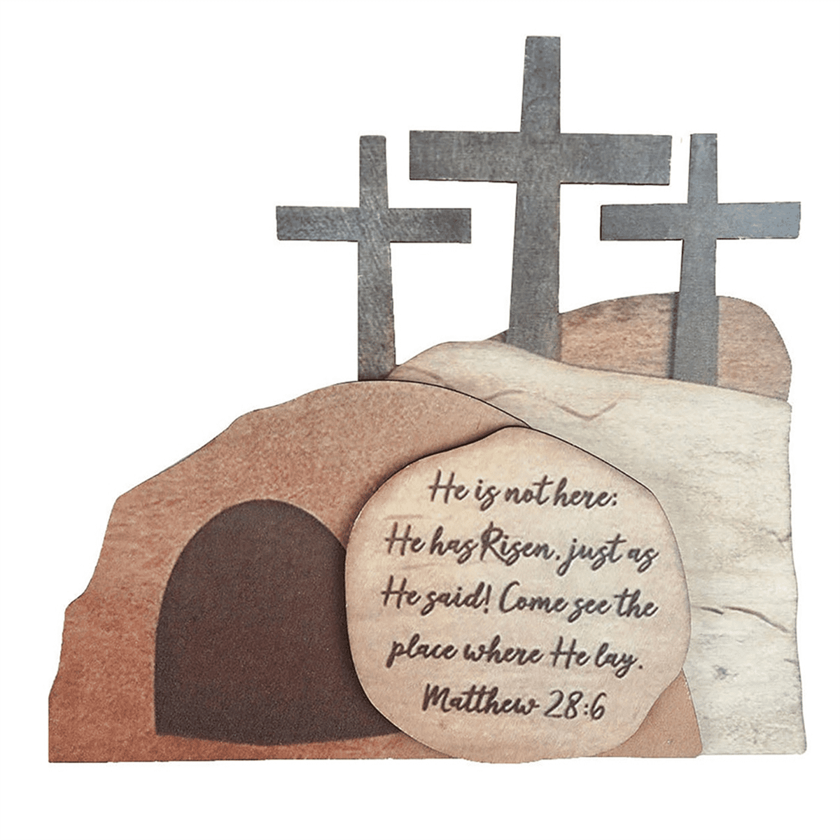 Easter Resurrection Scene Wooden Decor Eid Al-Fitr Nativity Set-A ...