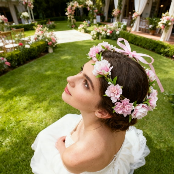 Easter Rose Flower Crowns And Artificial Flower And Green Leaves Hair ...