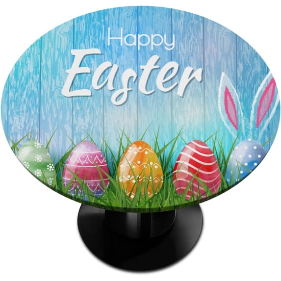 Easter Round Fitted Tablecloth with Elastic Edge, Rabbit Easter Egg ...