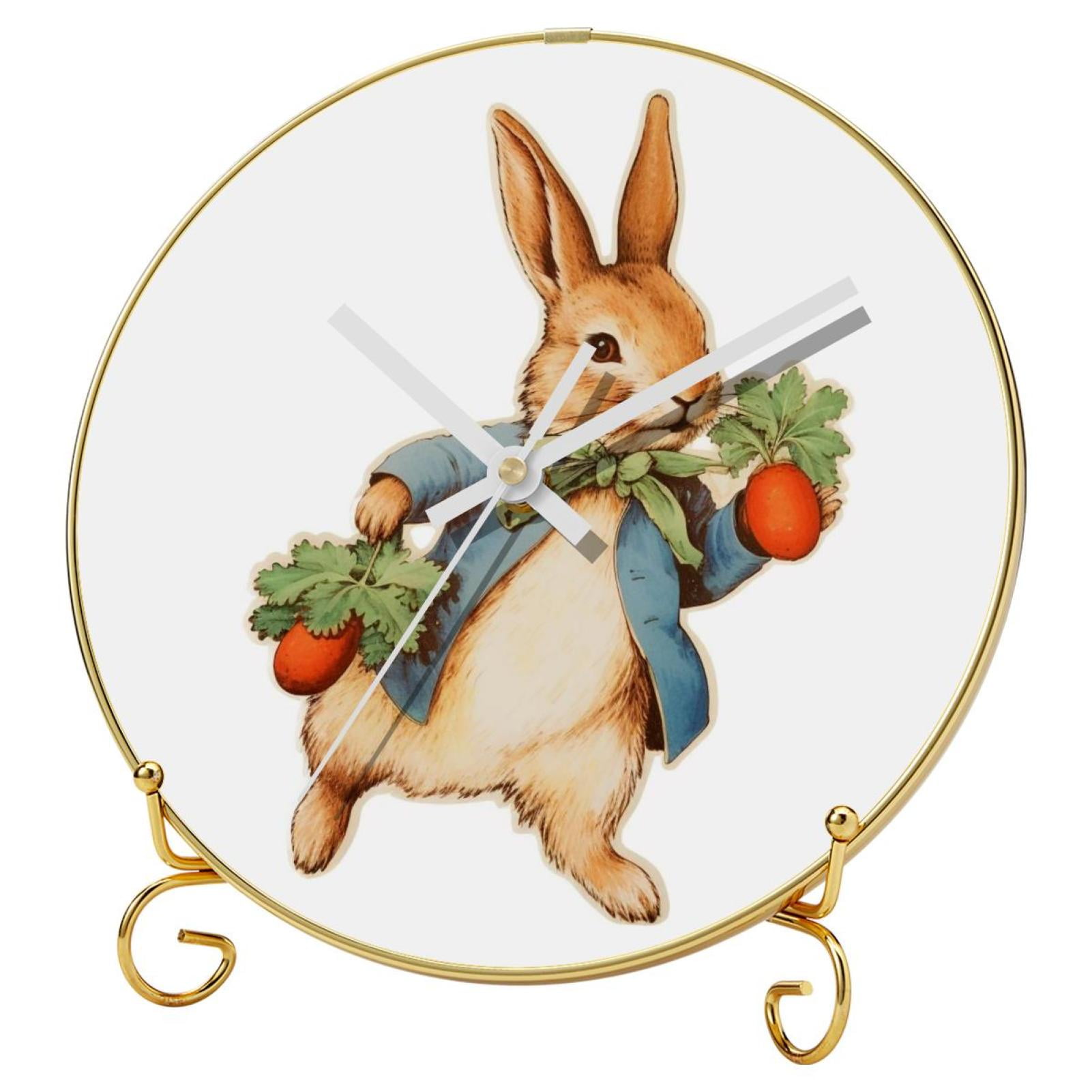 Easter Round Printed Wall Clocks with Hooks and Gold Stand - Silent Non ...