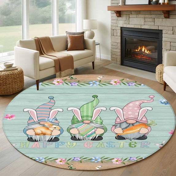 Easter Round Rug 6ft Washable Circle Kitchen Rugs Non Slip Farmhouse ...