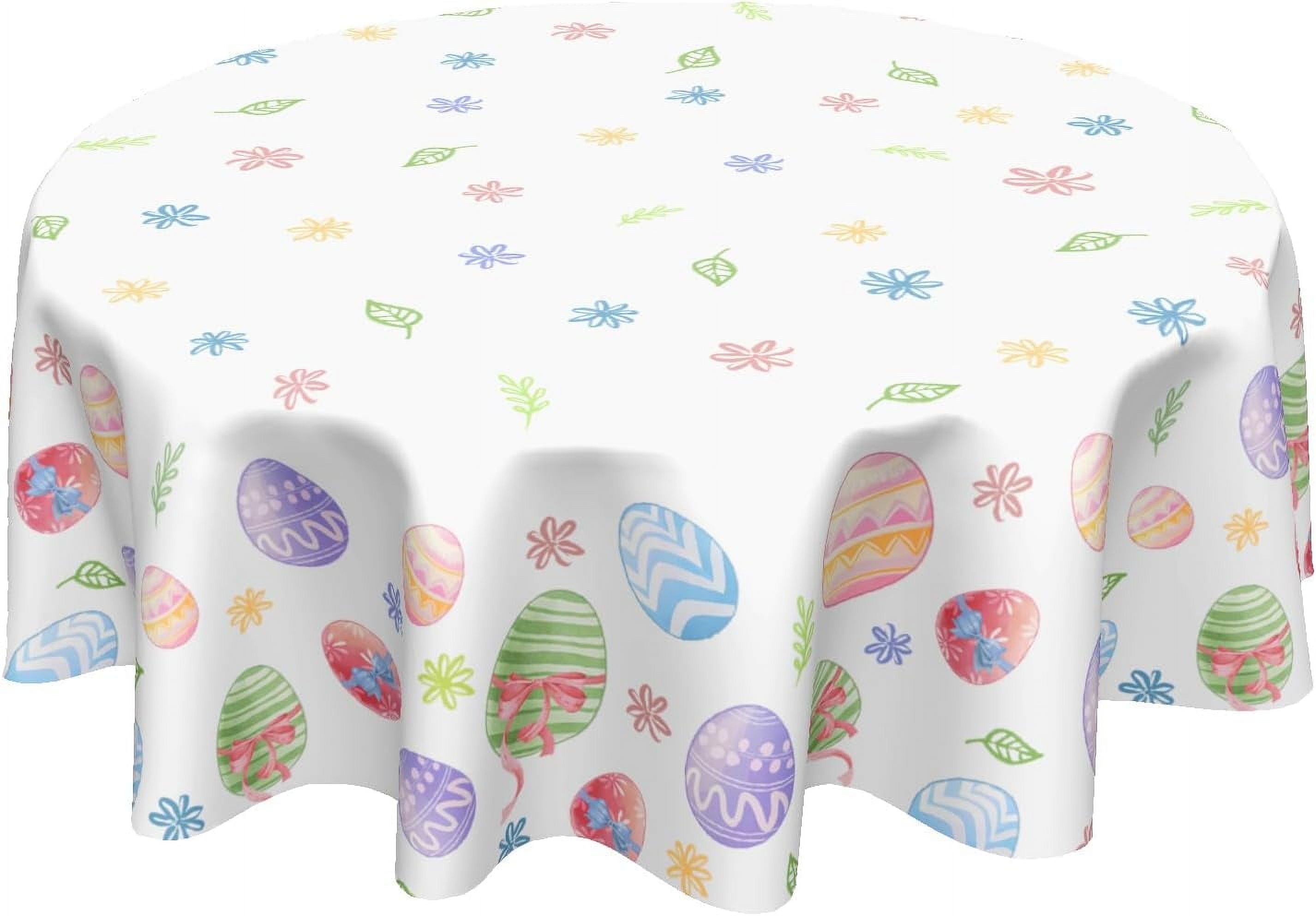 Easter Round Tablecloth 60 Inch Easter Egg Floral Printed Table Cloth ...