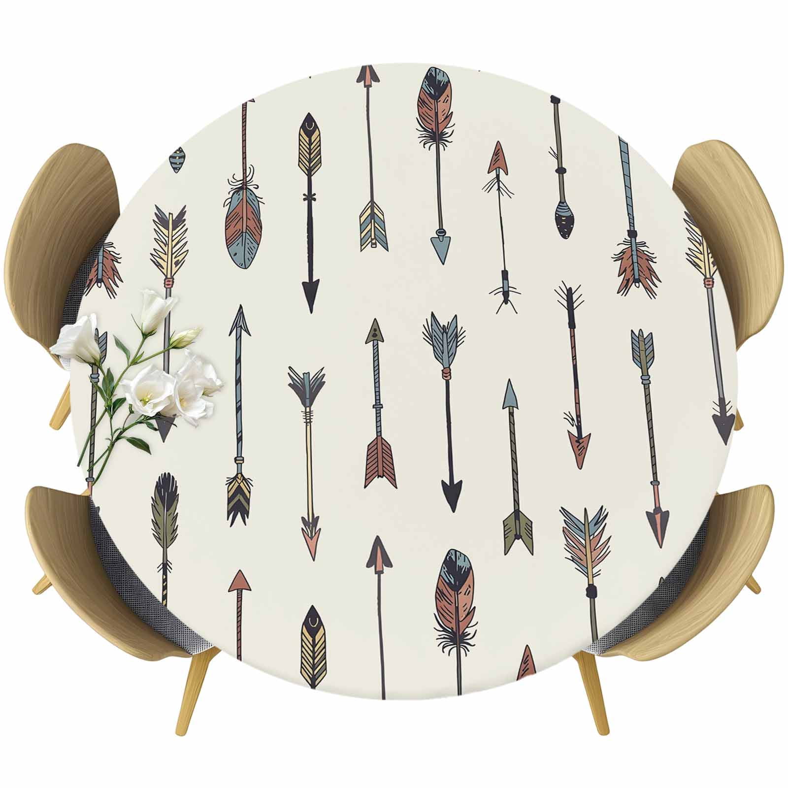 Easter Round Tablecloth, Fitted Table Cover with Elastic for 55"-60 ...