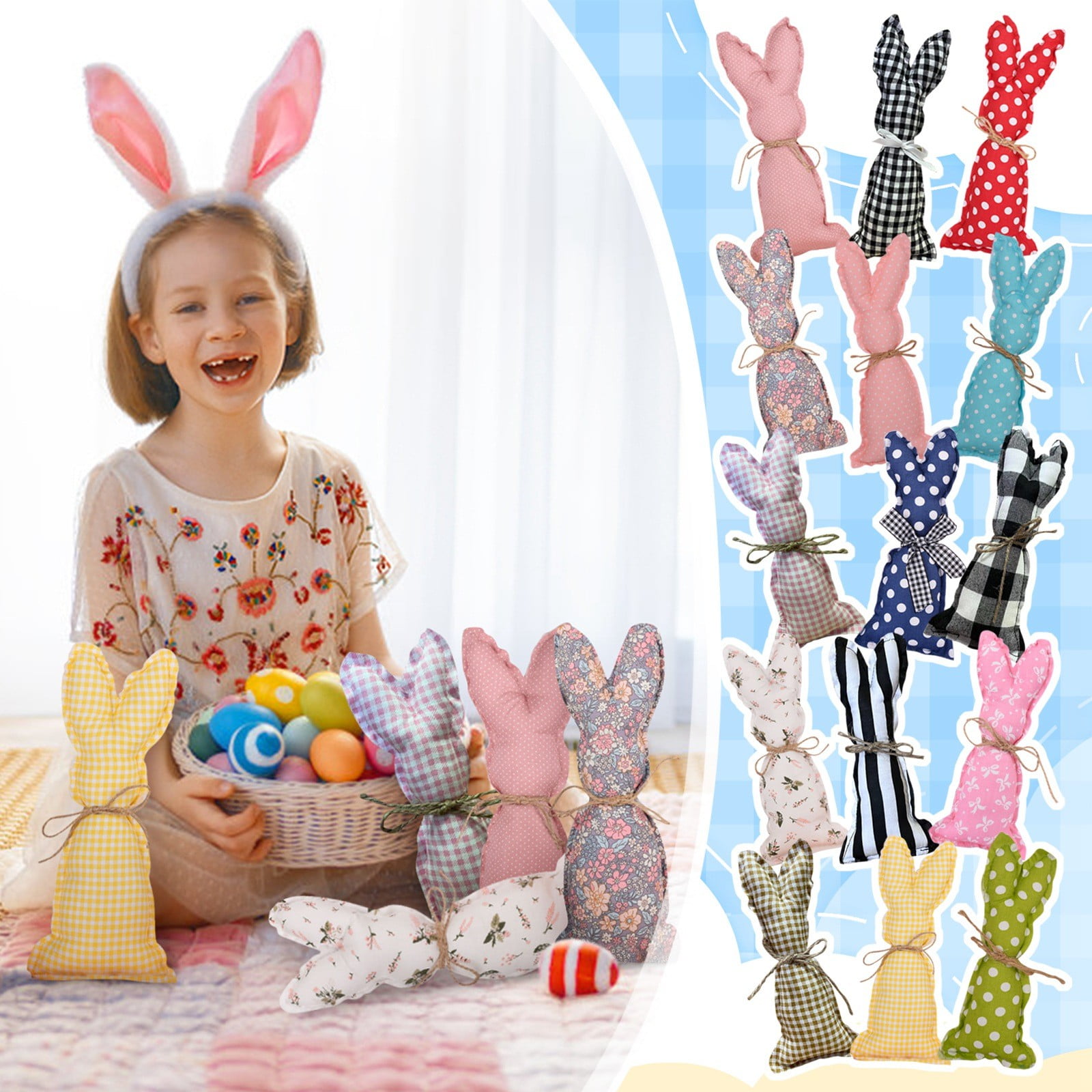 Easter Rustic Bunnies, Easter Decor Bunny Stuffed Fabric Rabbit Spring ...