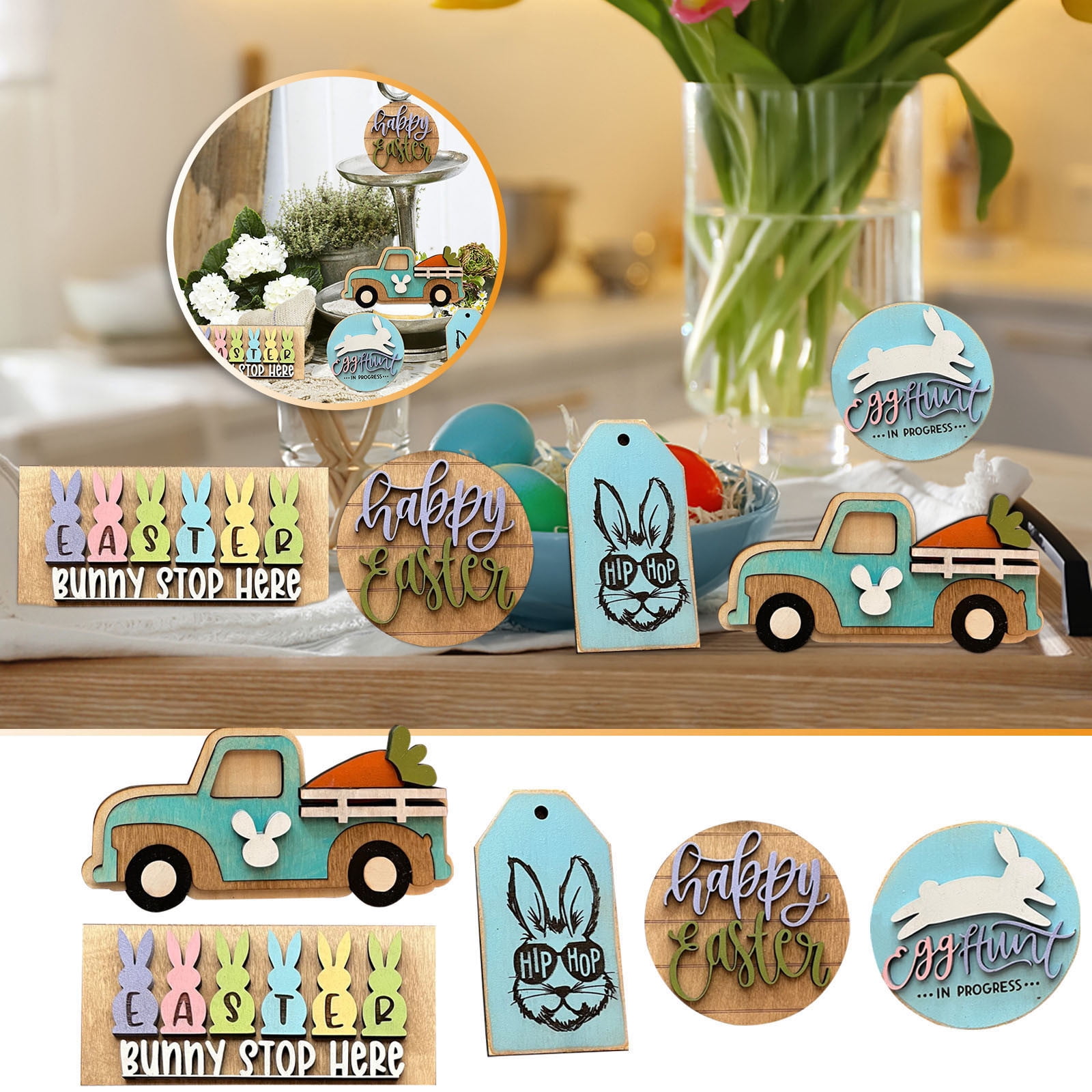 Easter Saving Clearance 2025! PRETXORVE 2025 Easter Layered Wooden ...