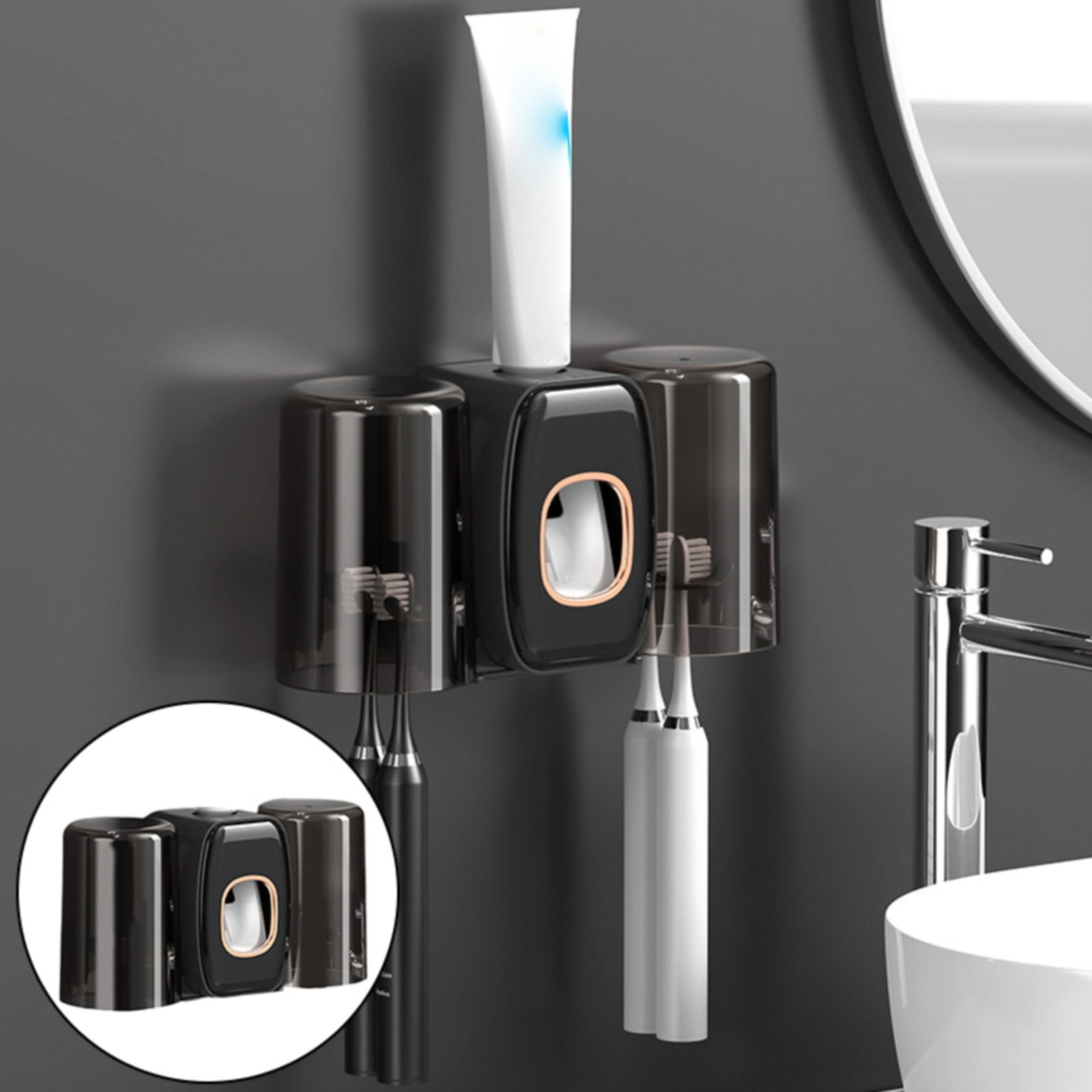 Easter Savings: Toothbrush Holders Wall Mounted Toothpaste Dispenser ...