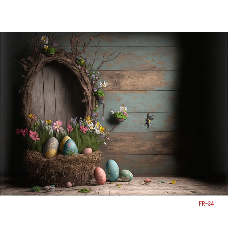 Easter Scene For Photo Studio Background Celebrations Green Spring Eggs ...