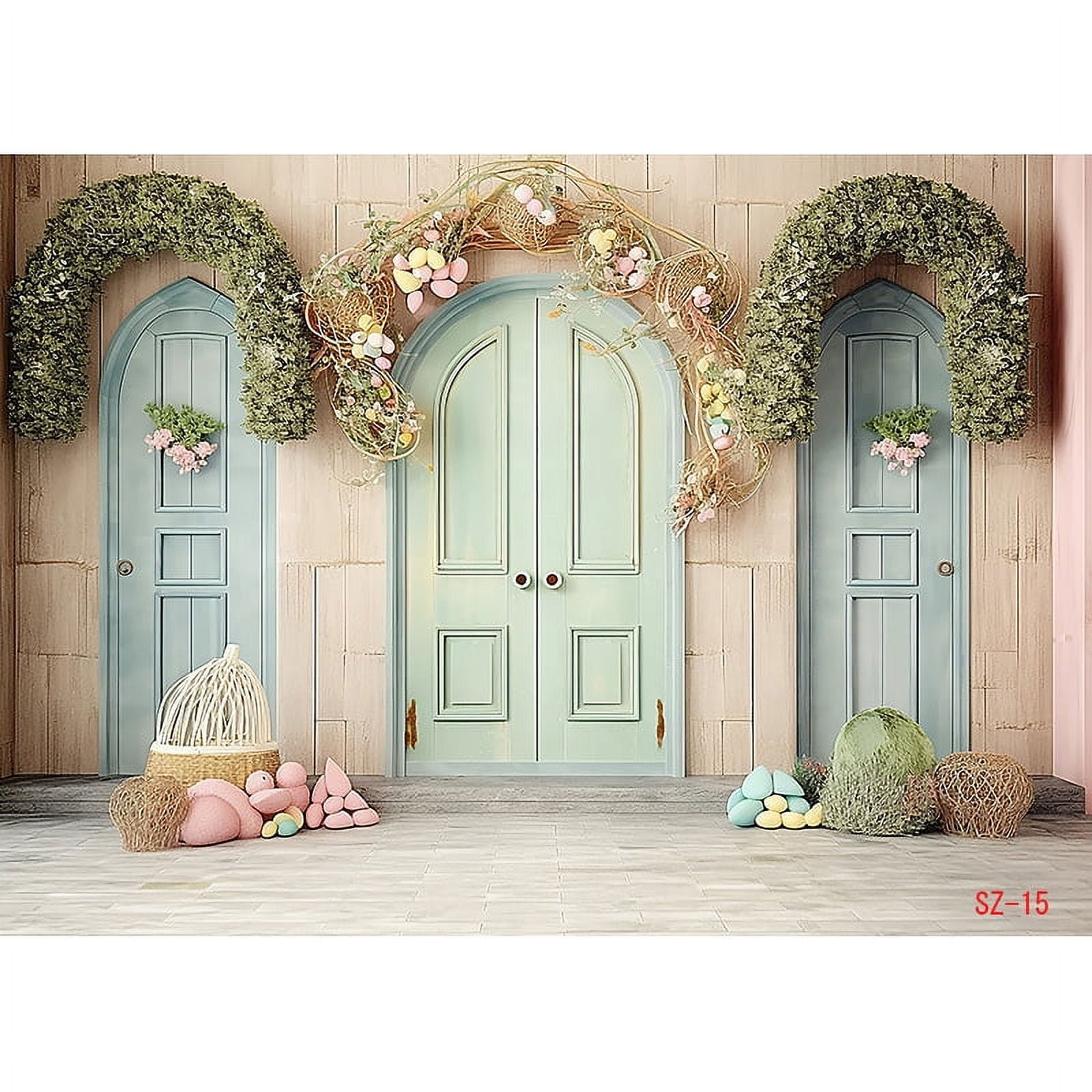 Easter Scene For Photo Studio Background Celebrations Green Spring Eggs ...