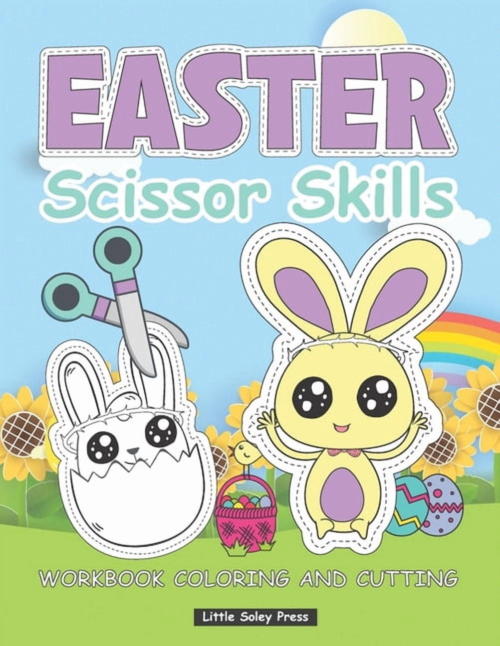 Easter Scissor Skills workbook coloring and cutting: Happy Easter Color ...