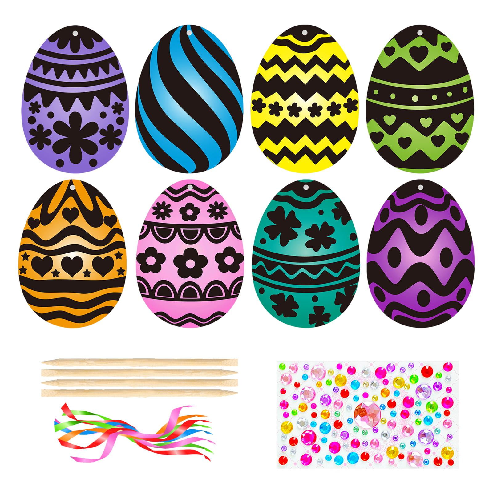 Easter Scratch Egg Decorations | Paper Art Rainbow Egg DIY Craft Kits ...