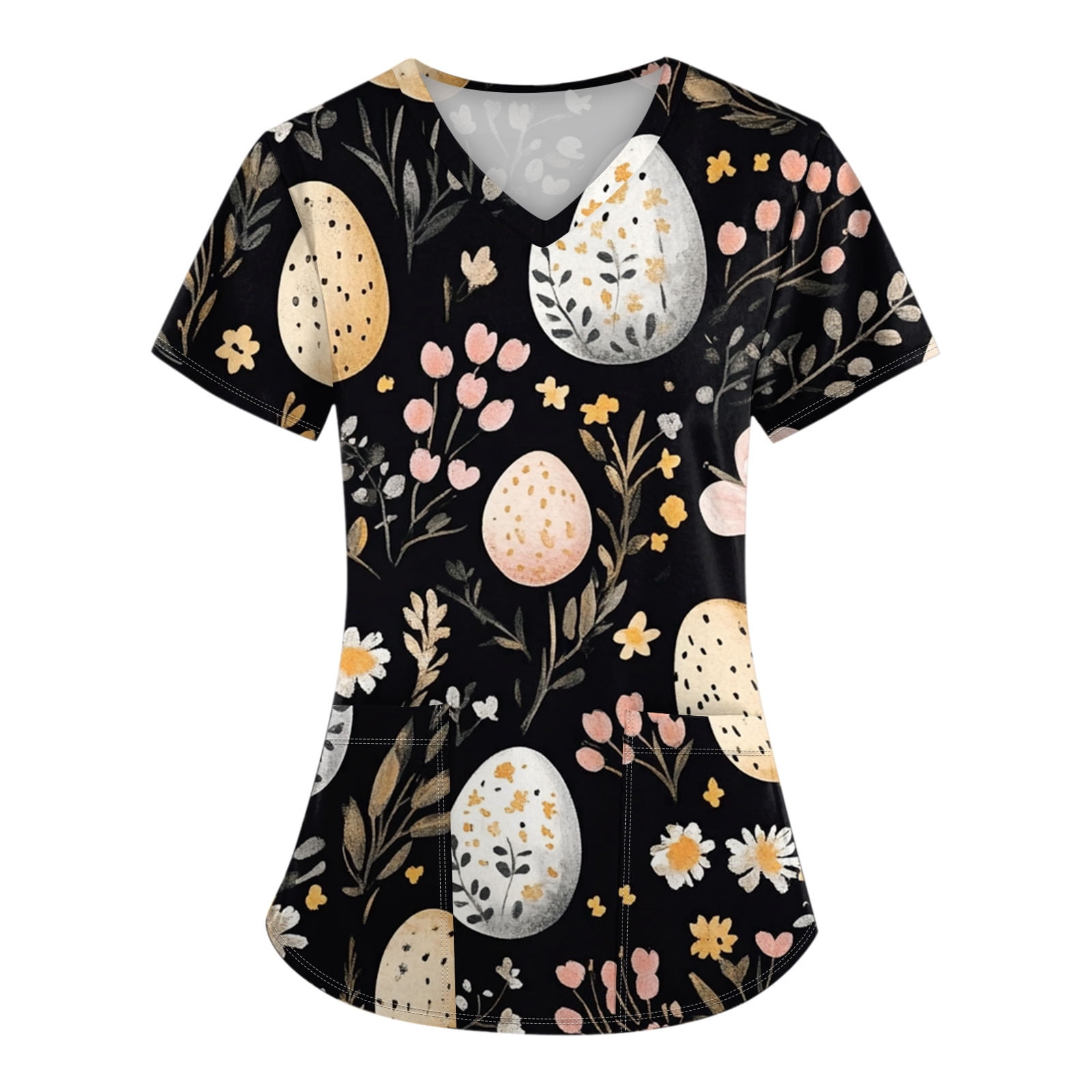 Easter Scrubs Tops for Women Scrub Tops Women Design V-Neck Short ...