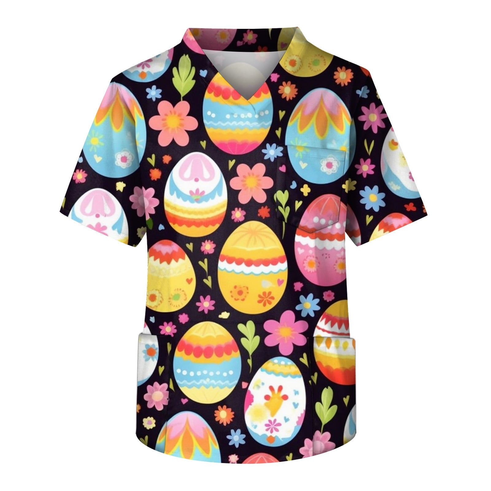 Easter Scrubs for Men V-neck Scrub Tops Workwear Medical Uniform Scrub ...