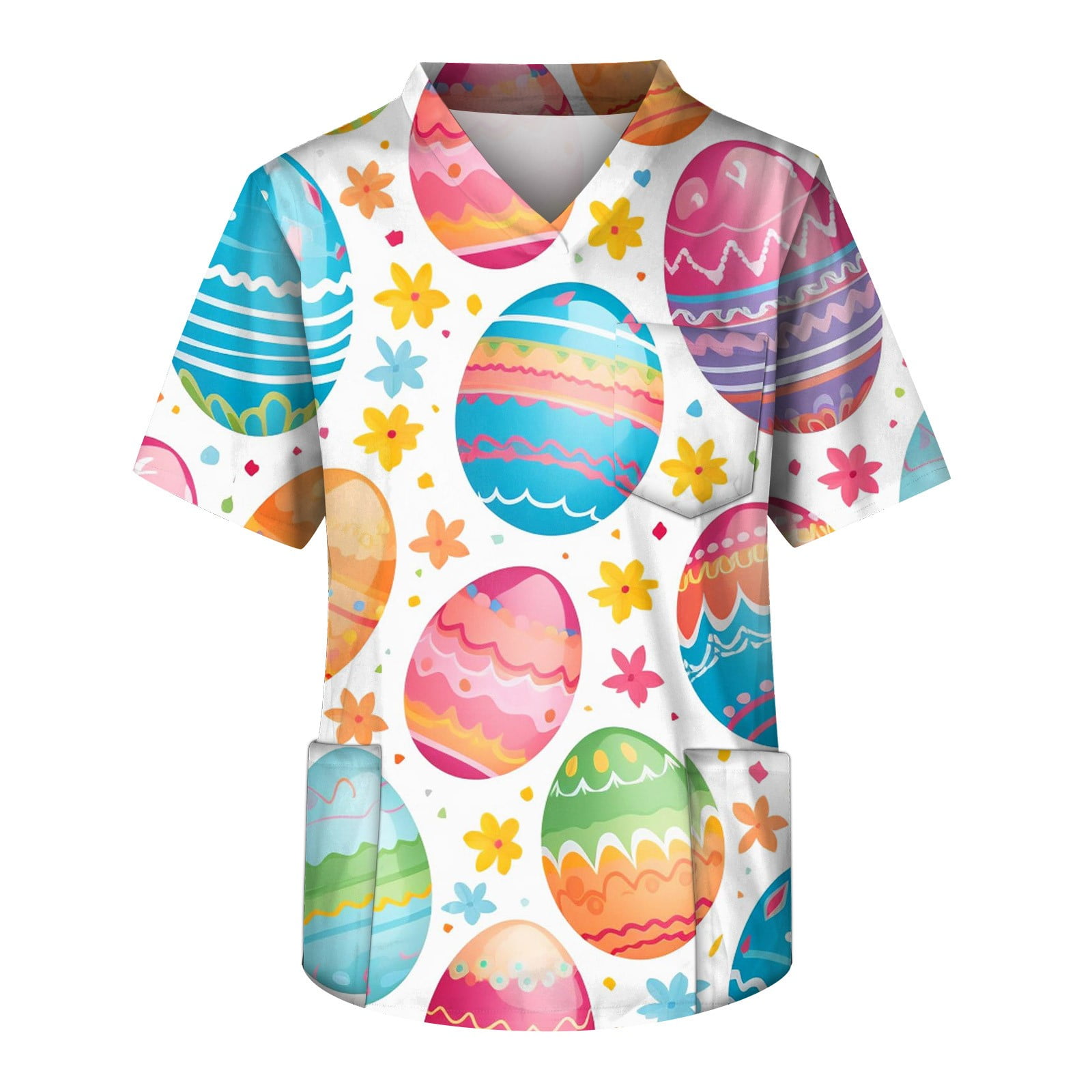 Easter Scrubs for Men V-neck Scrub Tops Workwear Medical Uniform Scrub ...