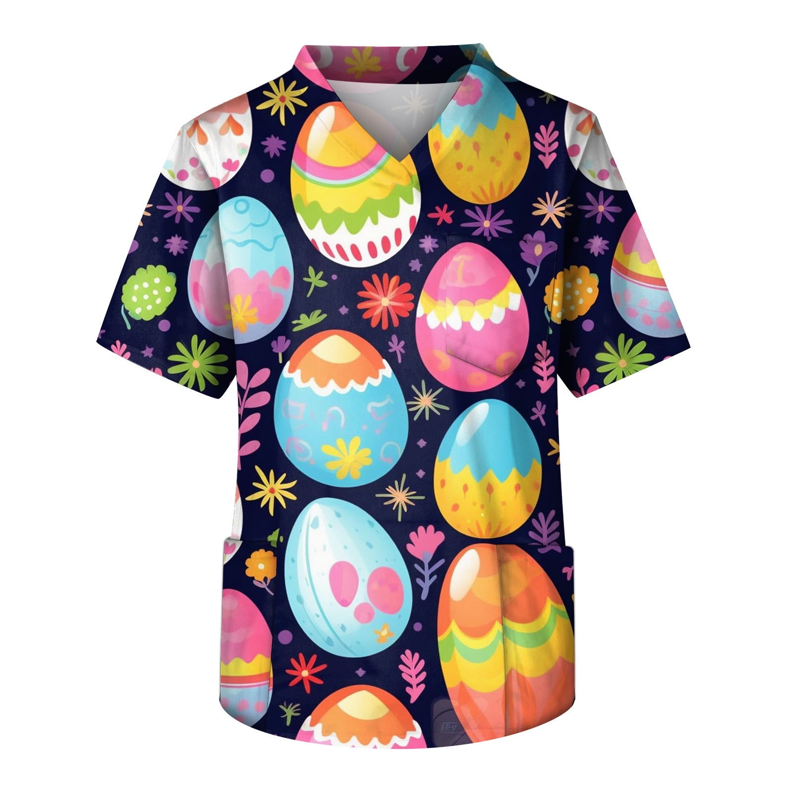Easter Scrubs for Men V-neck Scrub Tops Workwear Medical Uniform Scrub ...