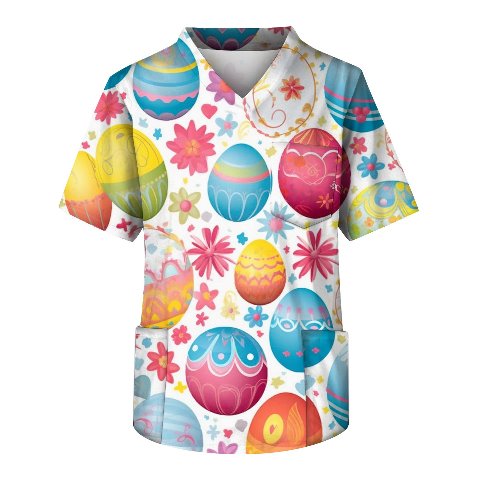 Easter Scrubs for Men V-neck Scrub Tops Workwear Medical Uniform Scrub ...
