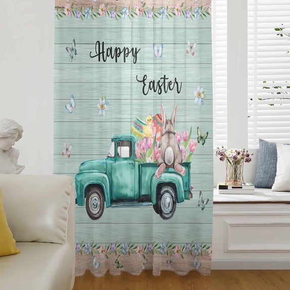 Easter Semi Sheer Curtains Drapes for Living Room,Bedroom,French Doors ...