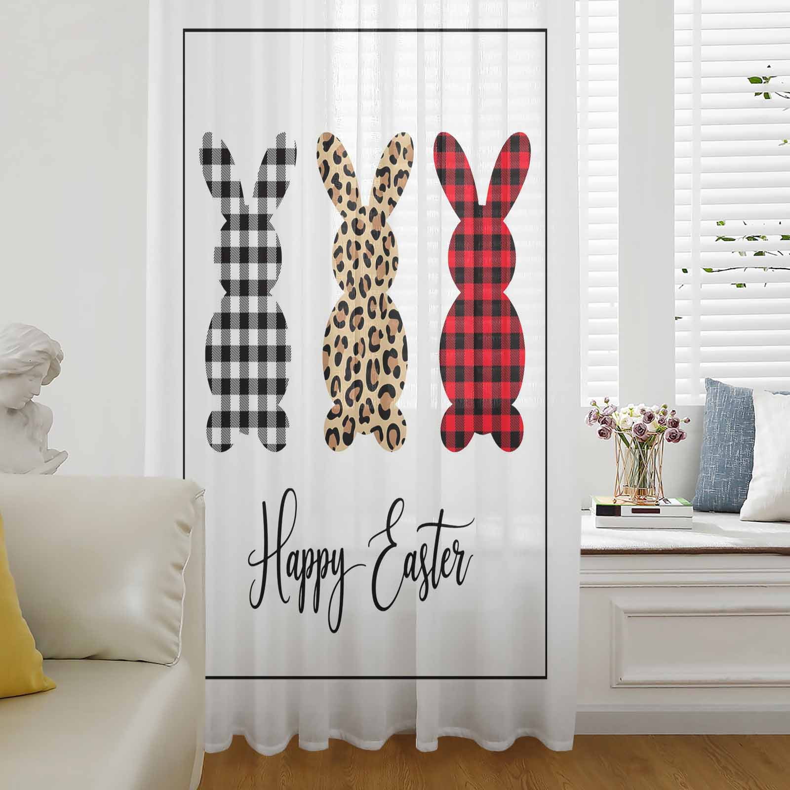 Easter Semi Sheer Curtains Drapes for Living Room,Bedroom,French Doors ...