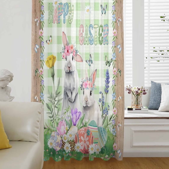 Easter Semi Sheer Curtains Drapes for Living Room, Bedroom, French ...