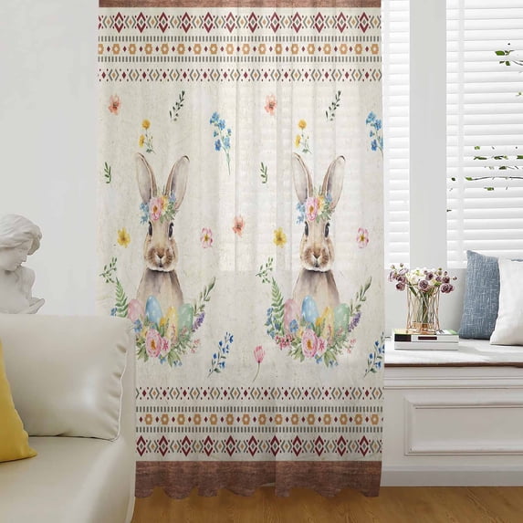 Easter Semi Sheer Curtains Drapes for Living Room,Bedroom,French Doors ...