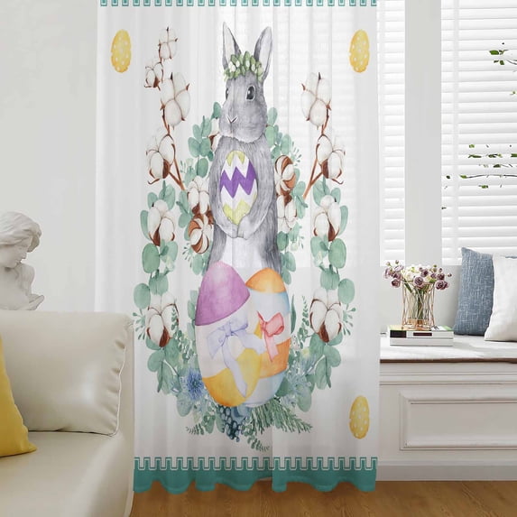 Easter Semi Sheer Curtains Drapes for Living Room,Bedroom,French Doors ...