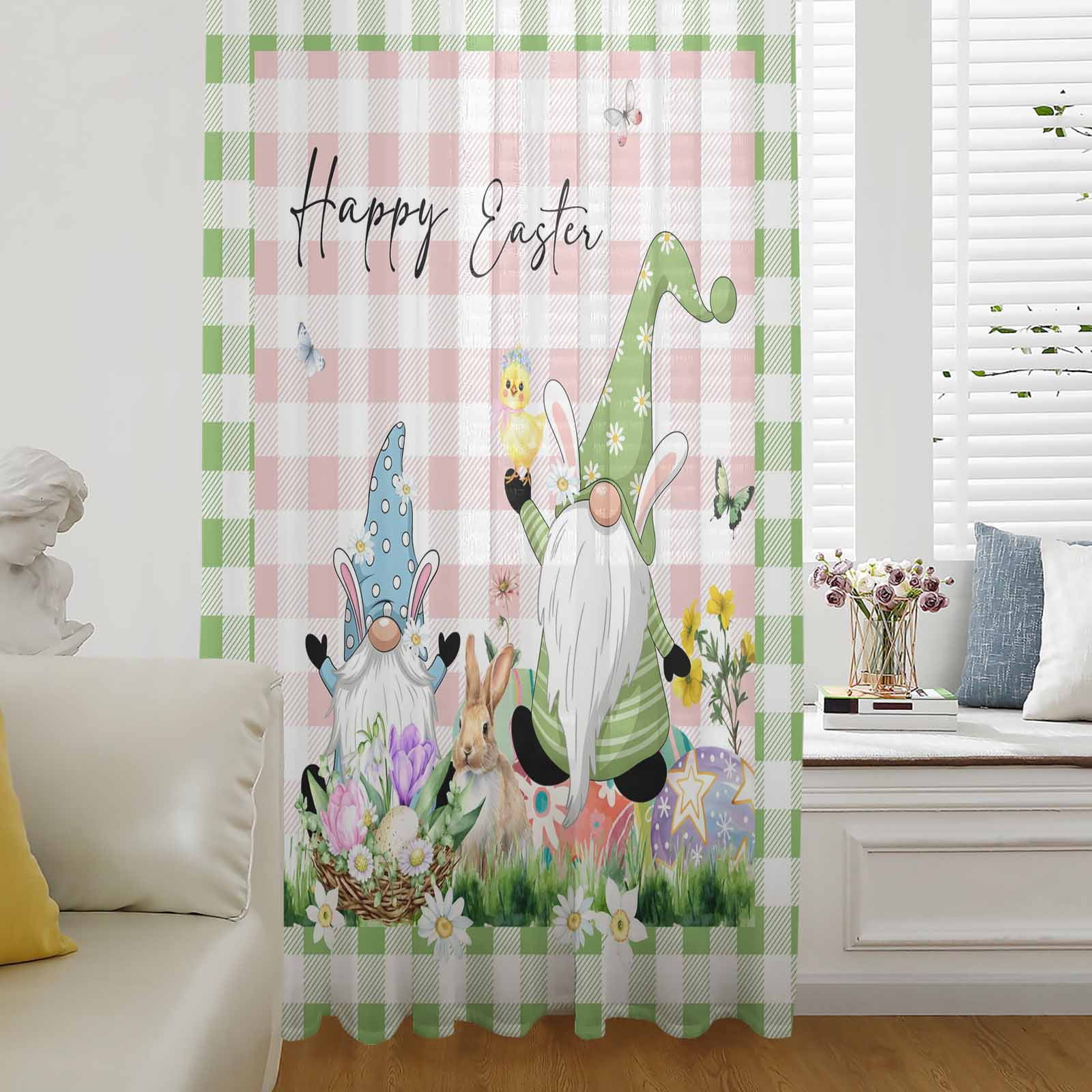Easter Semi Sheer Curtains Drapes for Living Room,Bedroom,French Doors ...