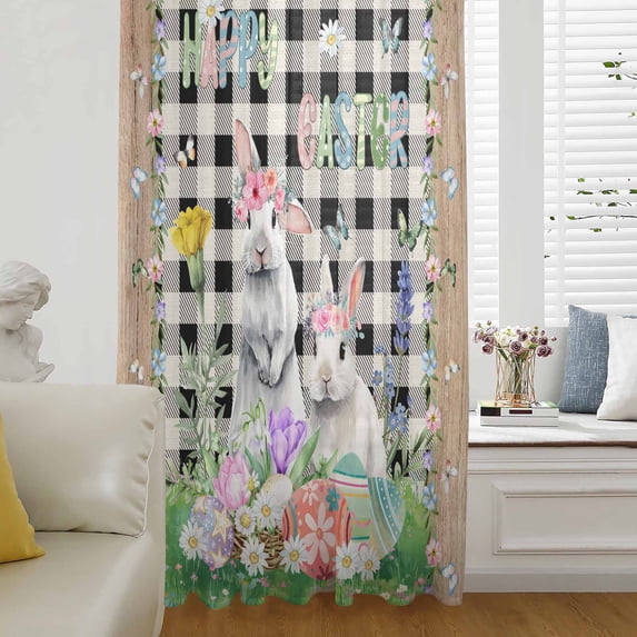 Easter Semi Sheer Curtains Drapes for Living Room,Bedroom,French Doors ...