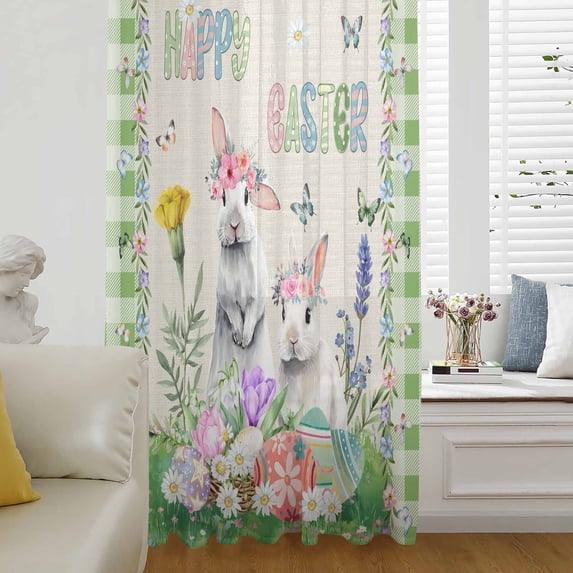 Easter Semi Sheer Curtains Drapes for Living Room,Bedroom,French Doors ...