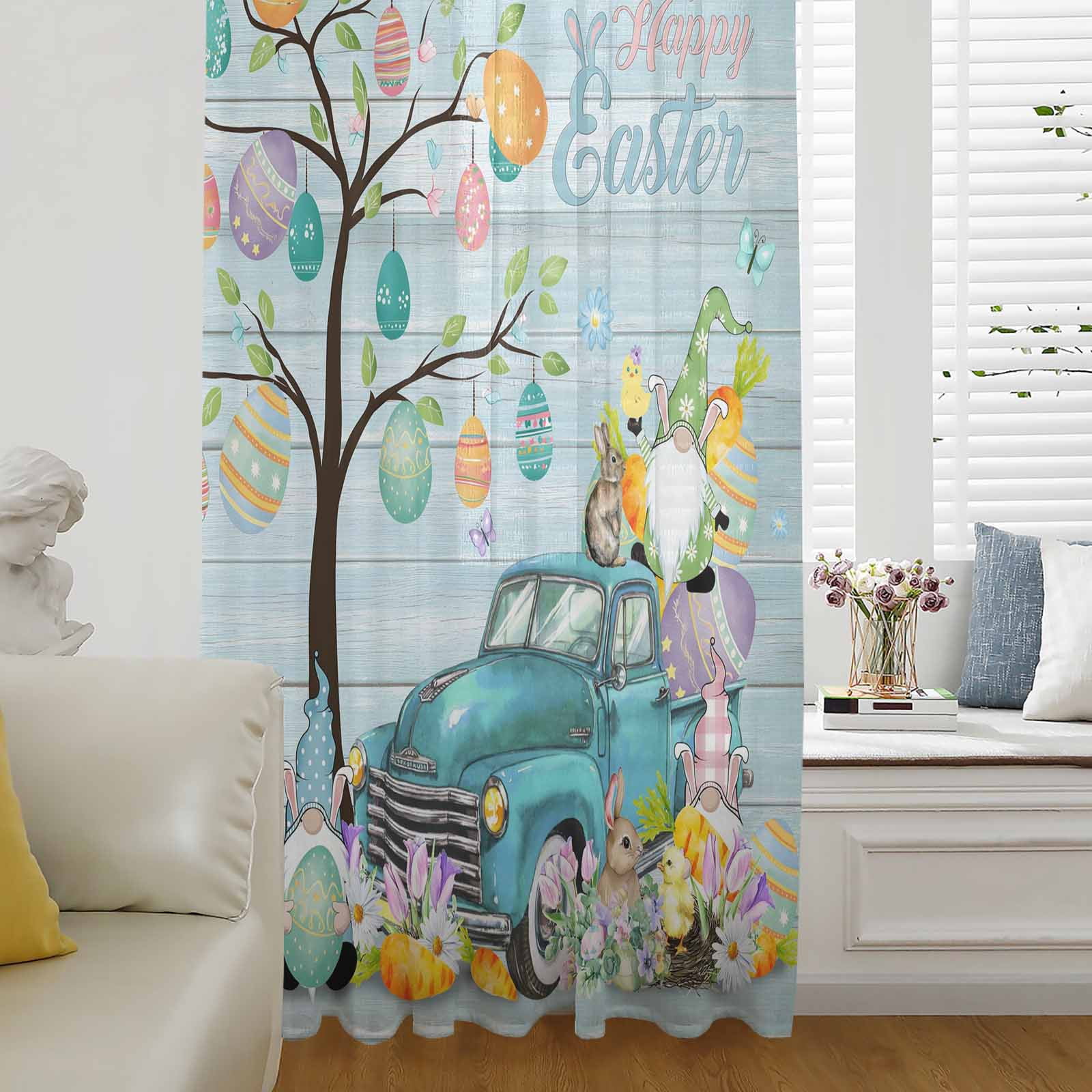 Easter Semi Sheer Curtains Drapes for Living Room,Bedroom,French Doors ...