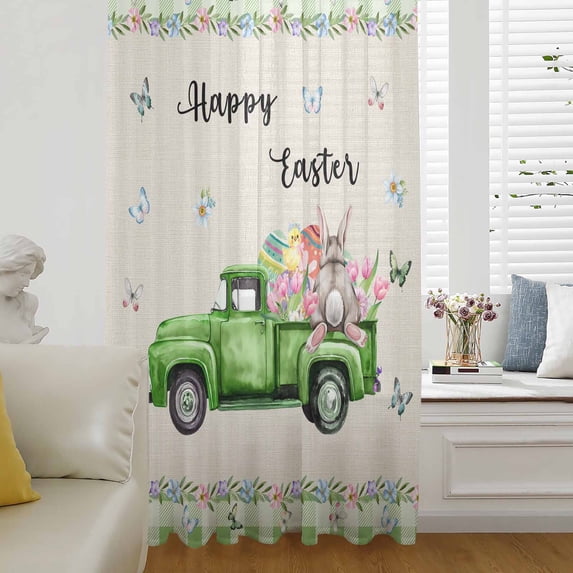 Easter Semi Sheer Curtains Drapes for Living Room, Bedroom, French ...