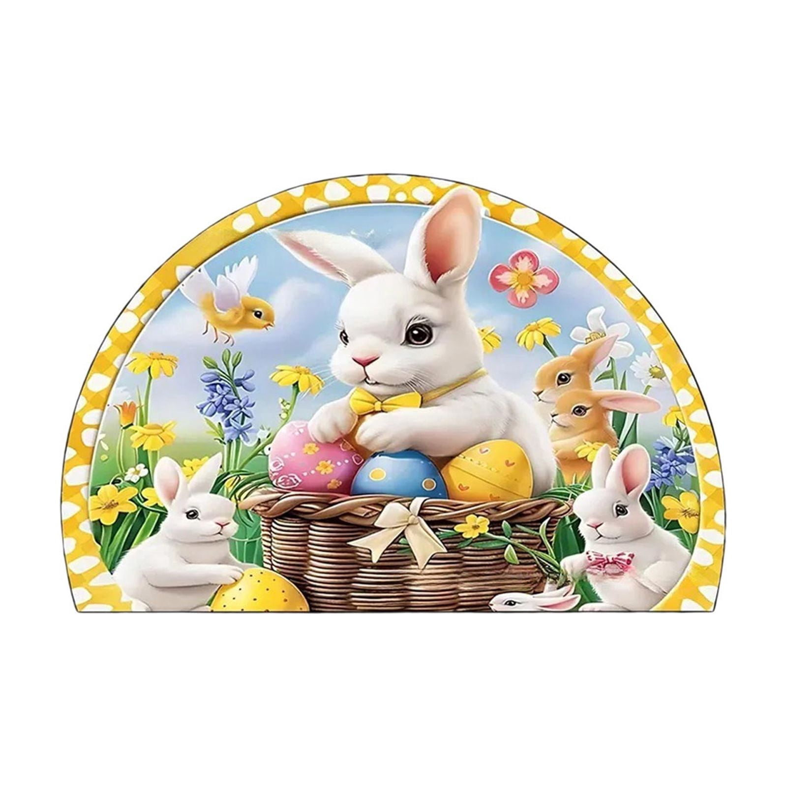 Easter Semicircle Door Mat – 24x16inch Absorbent Non-Slip Floor Mat for ...