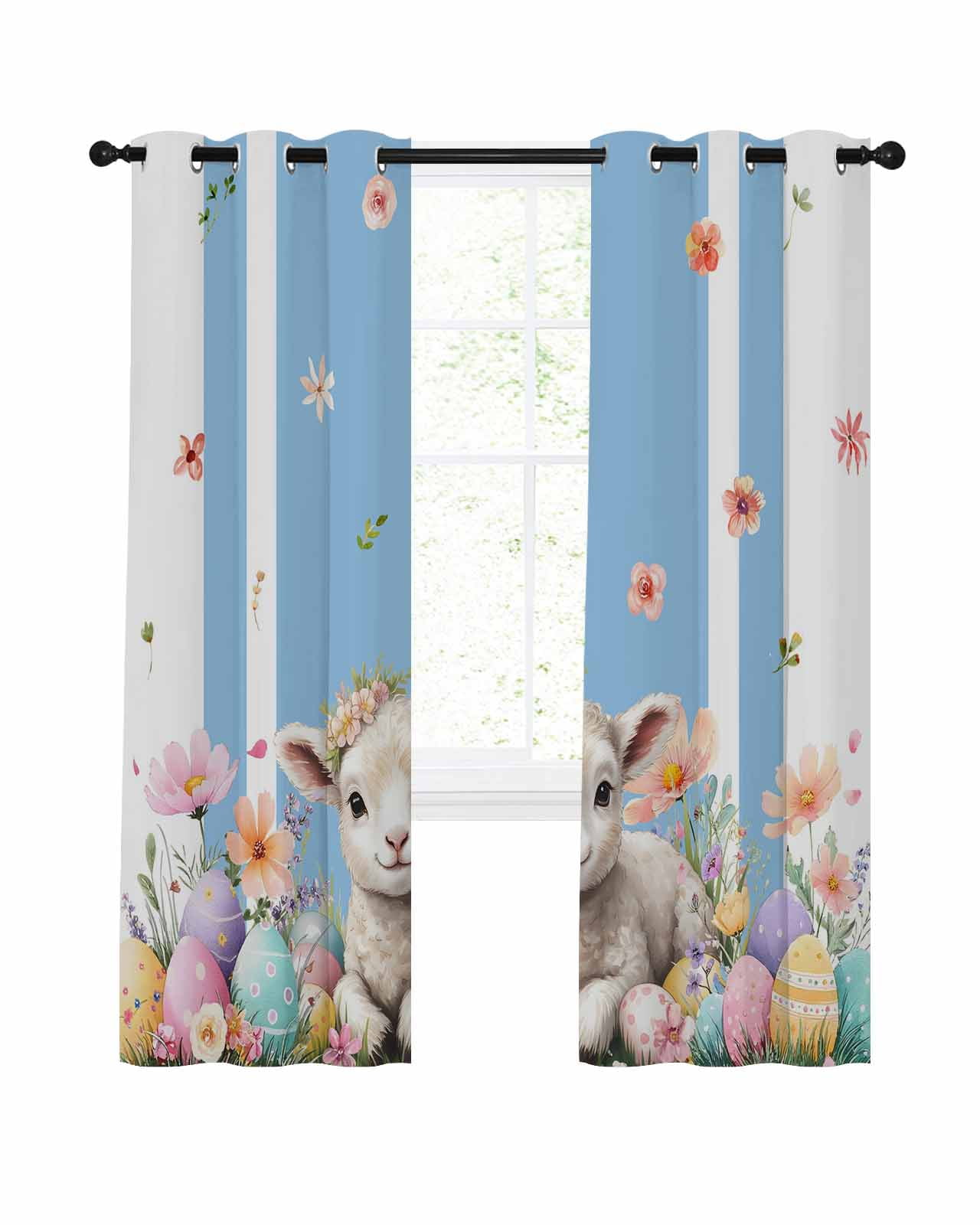 Easter Sheep Blackout Curtains for Bedroom Living Room, Watercolor ...