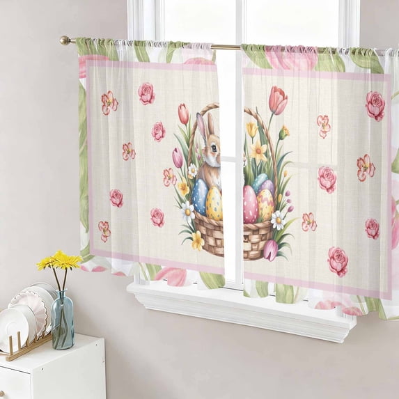 Easter Sheer Curtains 45 Inch Length 2 Panels Set Window Treatments ...